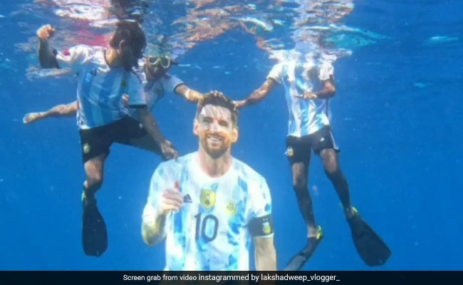 Messi cutout installed 100 feet underwater in Arabian Sea by ...